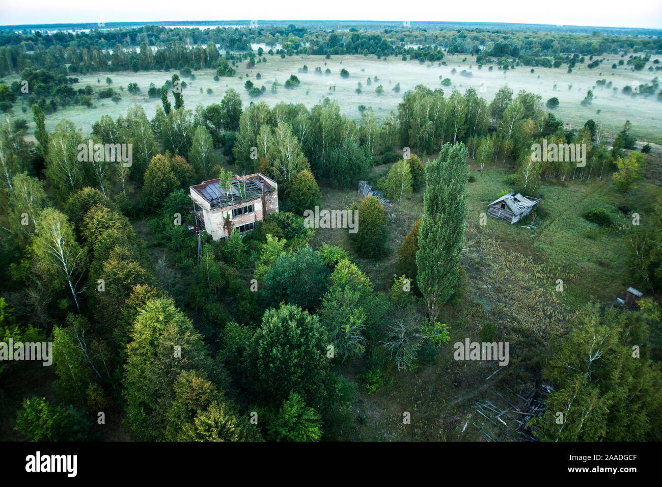 Abandoned farm in the Chernobyl Exlusion Zone, Ukraine September Stock ...
