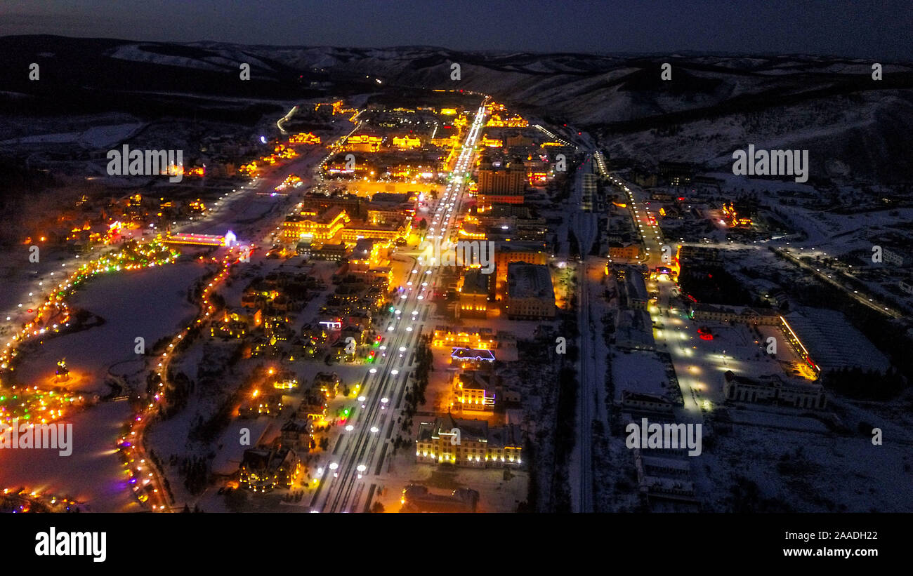 Hohot, China's Inner Mongolia Autonomous Region. 20th Nov, 2019. Aerial ...