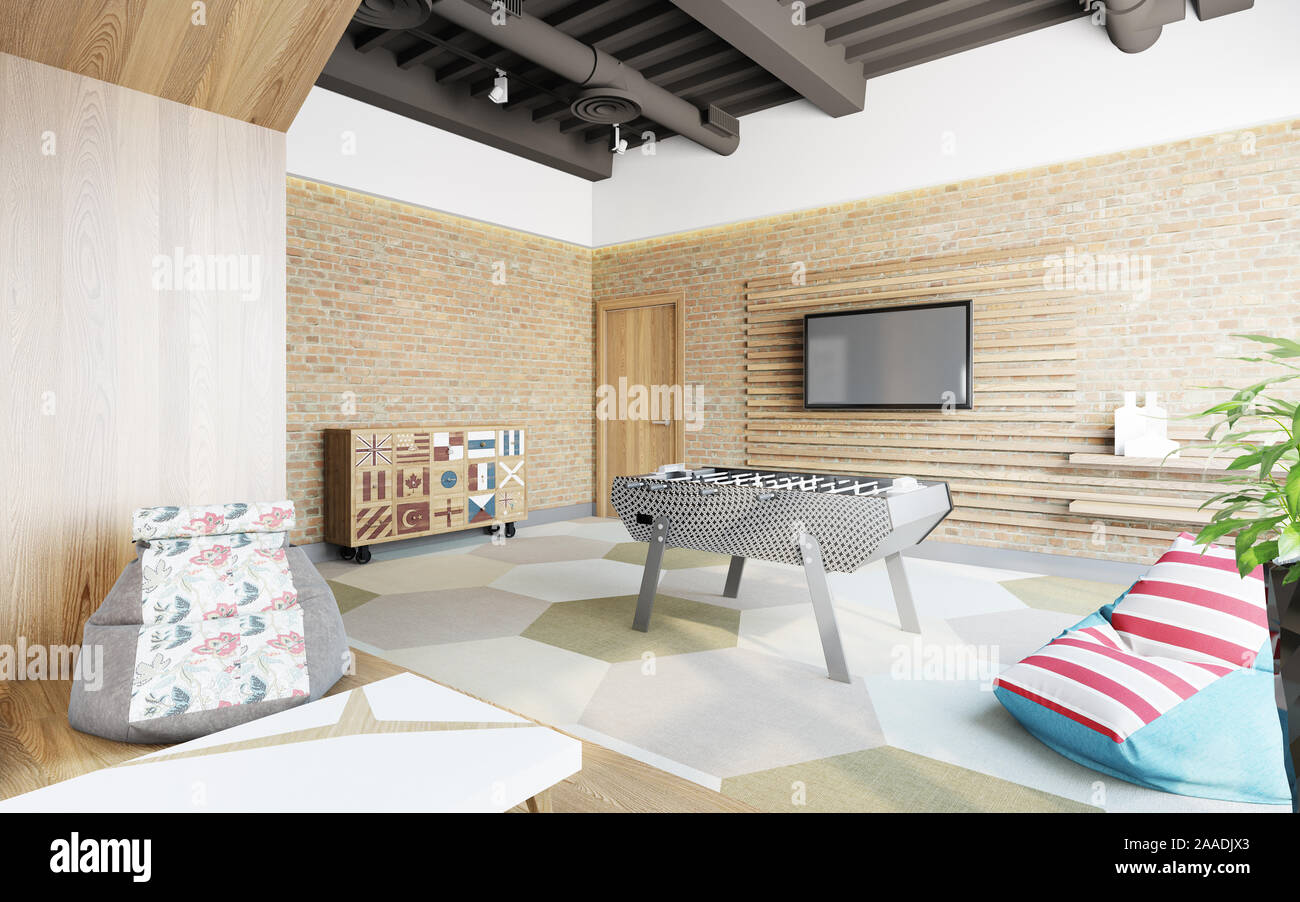 office lounge with brick wall Stock Photo - Alamy