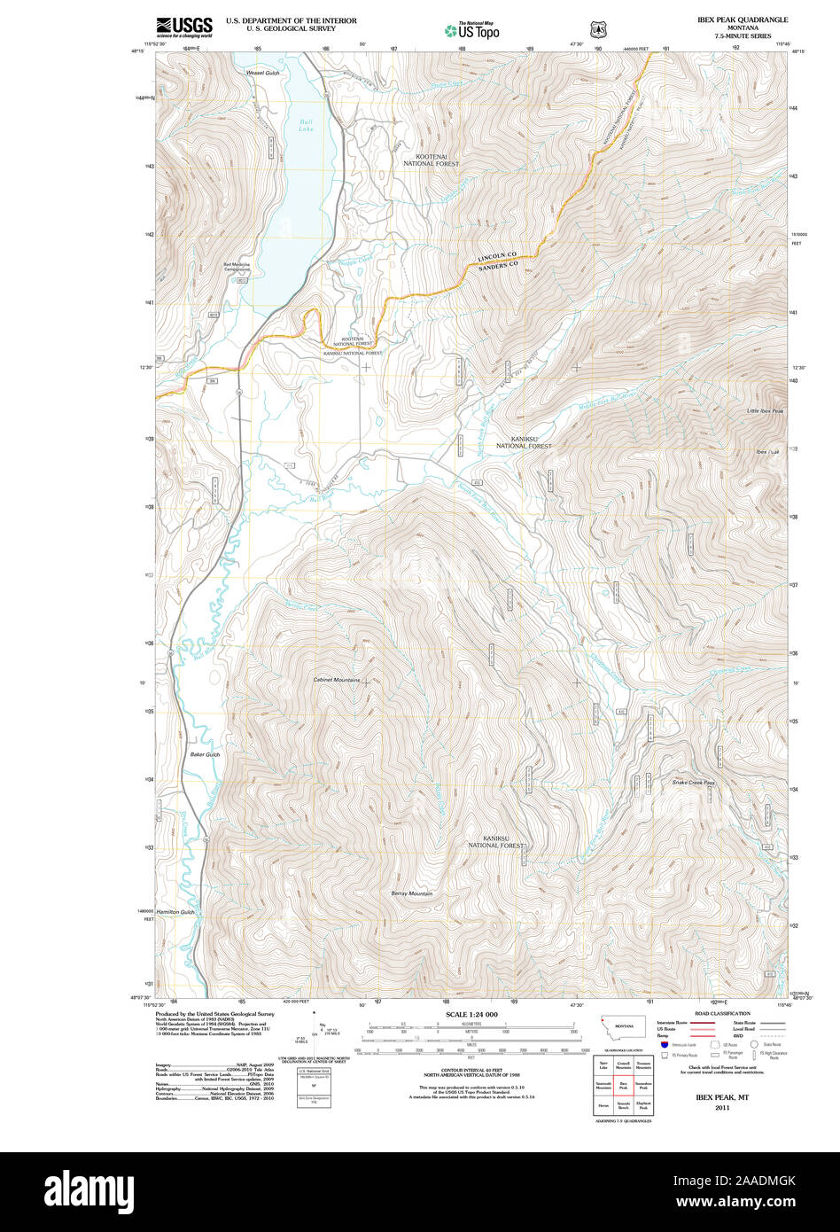 USGS TOPO Map Montana MT Ibex Peak 20110531 TM Restoration Stock Photo ...