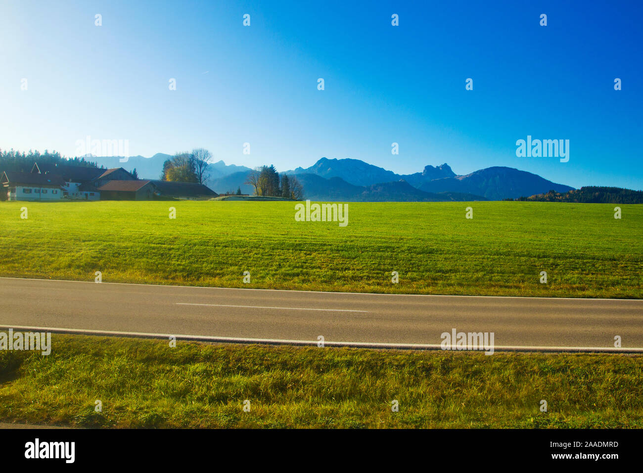 Romantic scenery of Bavaria area, take a train to Fussen town Stock ...