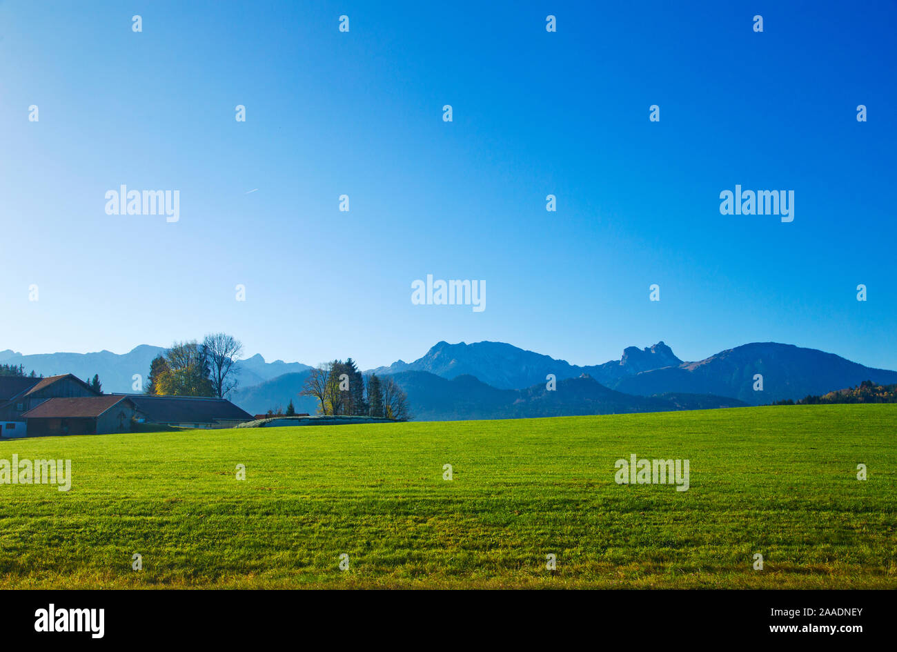 Romantic scenery of Bavaria area, take a train to Fussen town Stock ...