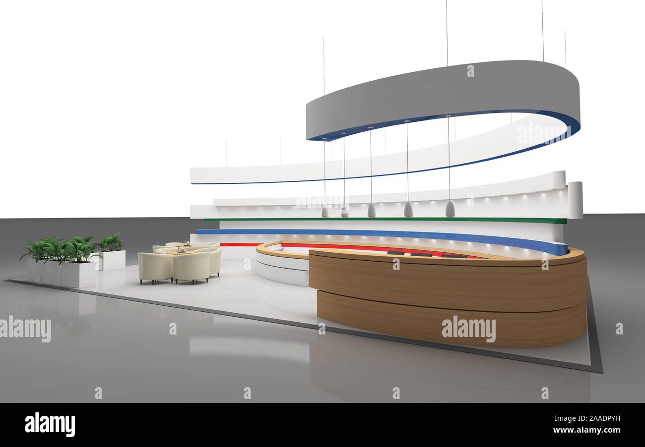 Exhibition Stand With A Round Wall Stock Photo - Alamy