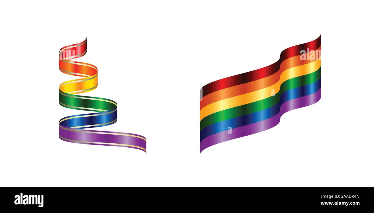 vector rainbow ribbon and flag, lgbt concept Stock Vector Image & Art ...