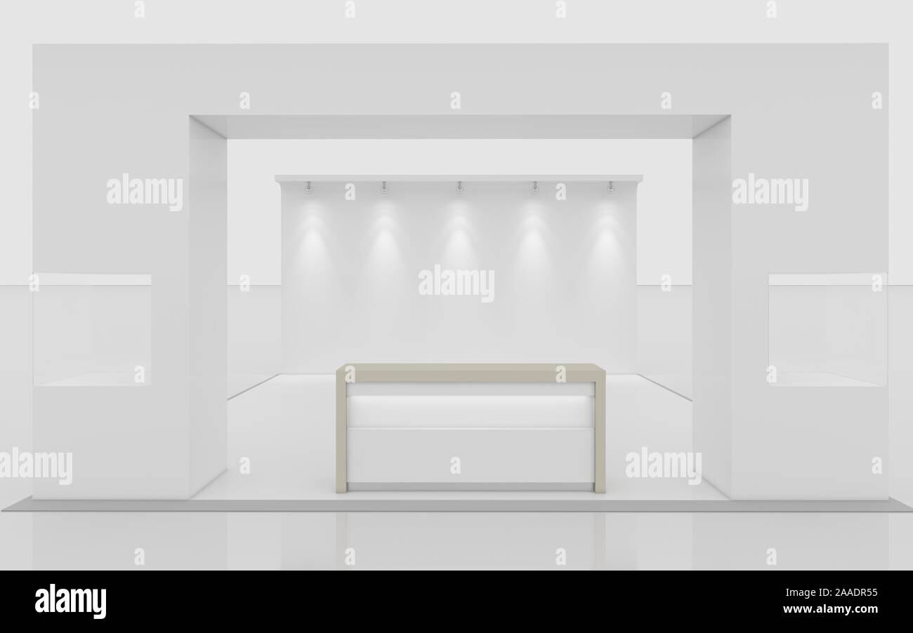 white exhibition stand front Stock Photo - Alamy