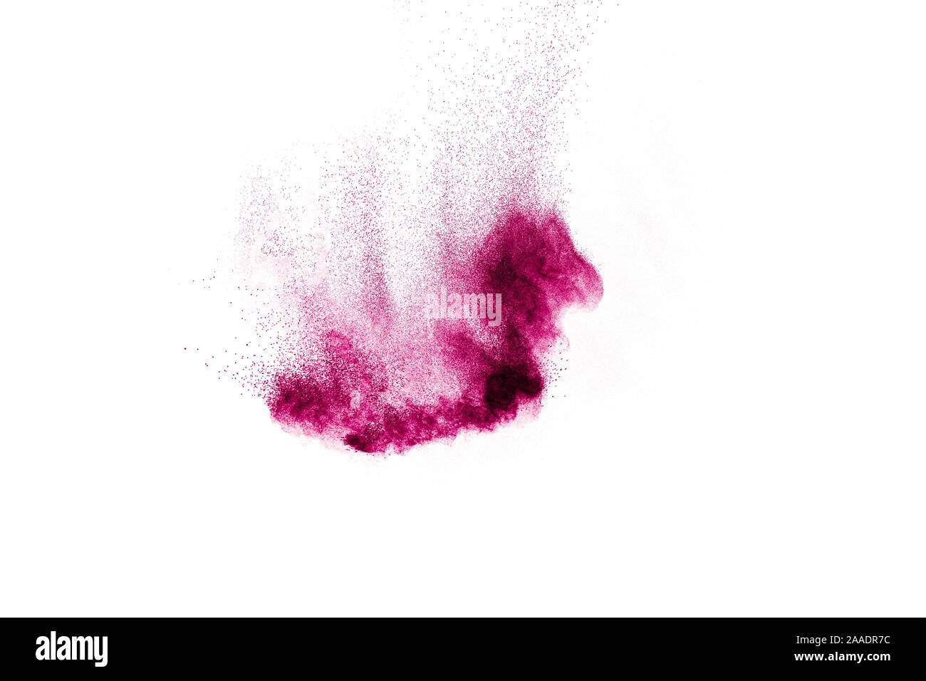 Explosion of pink colored powder isolated on white background.Pink dust ...