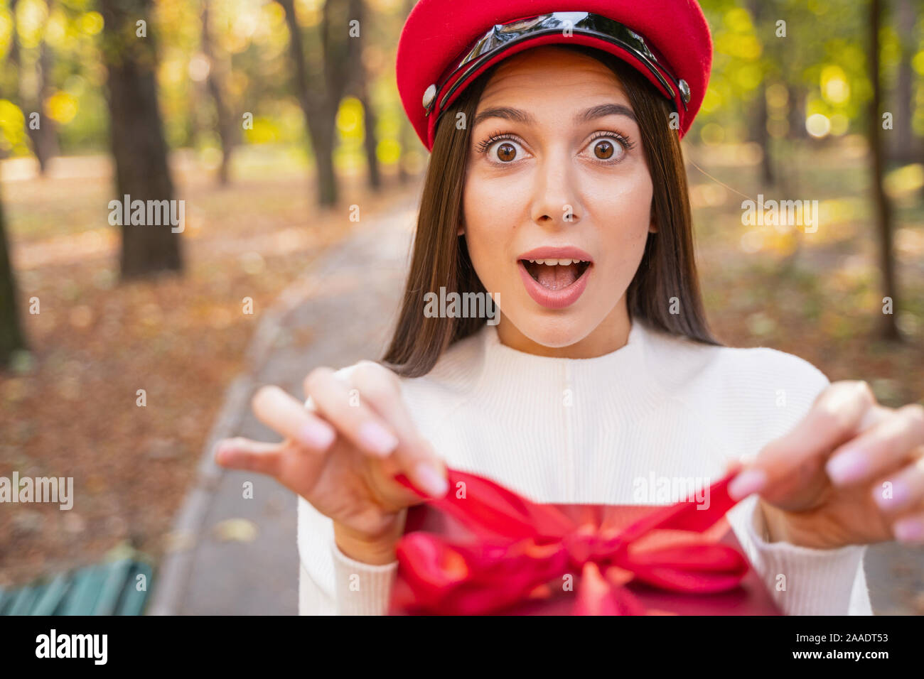 Portrait of happy girl that staring on camera Stock Photo - Alamy