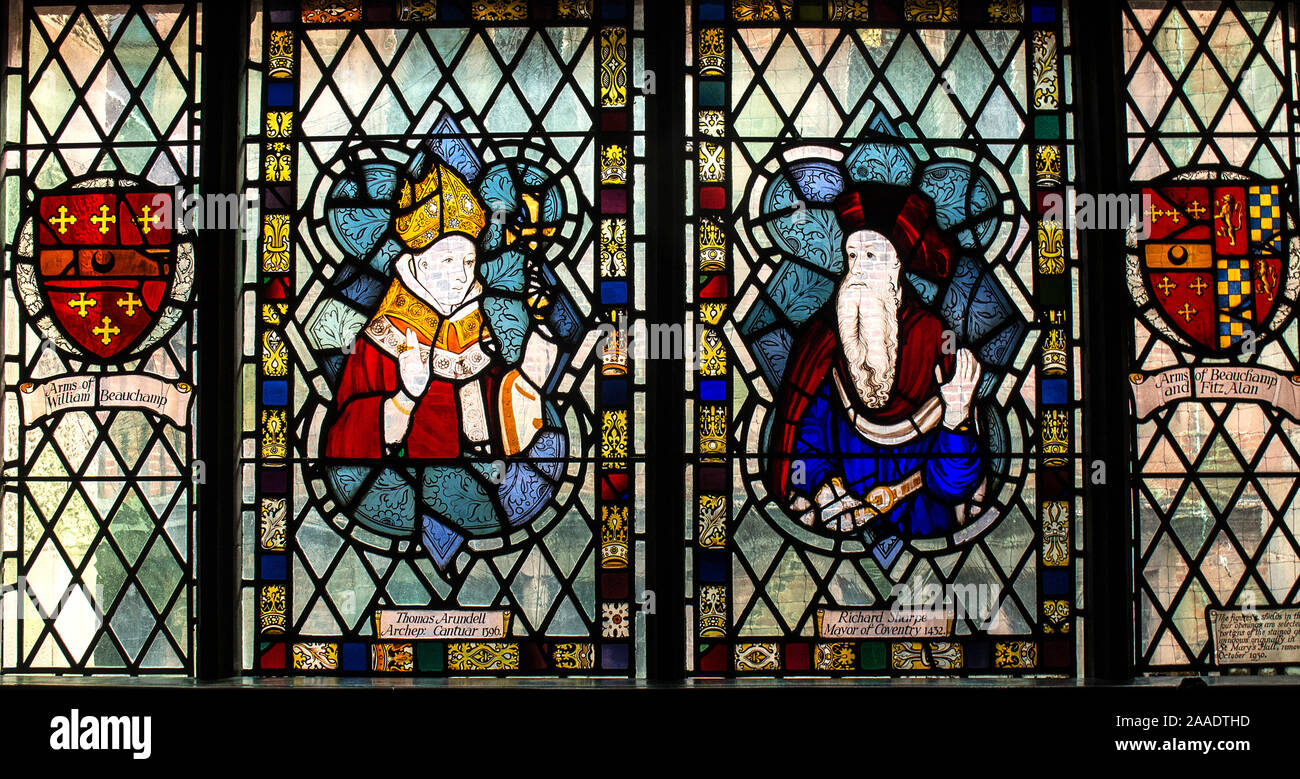 Stained Glass window in the Council Chamber of St.Mary's Guildhall ...