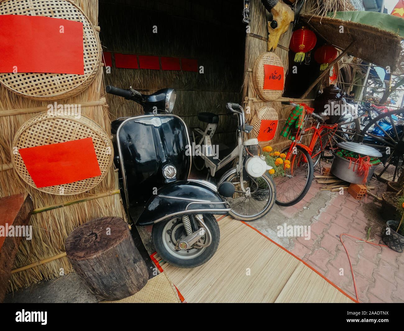 Motorbike, scooter, traditional two wheels transport in Asia Stock ...