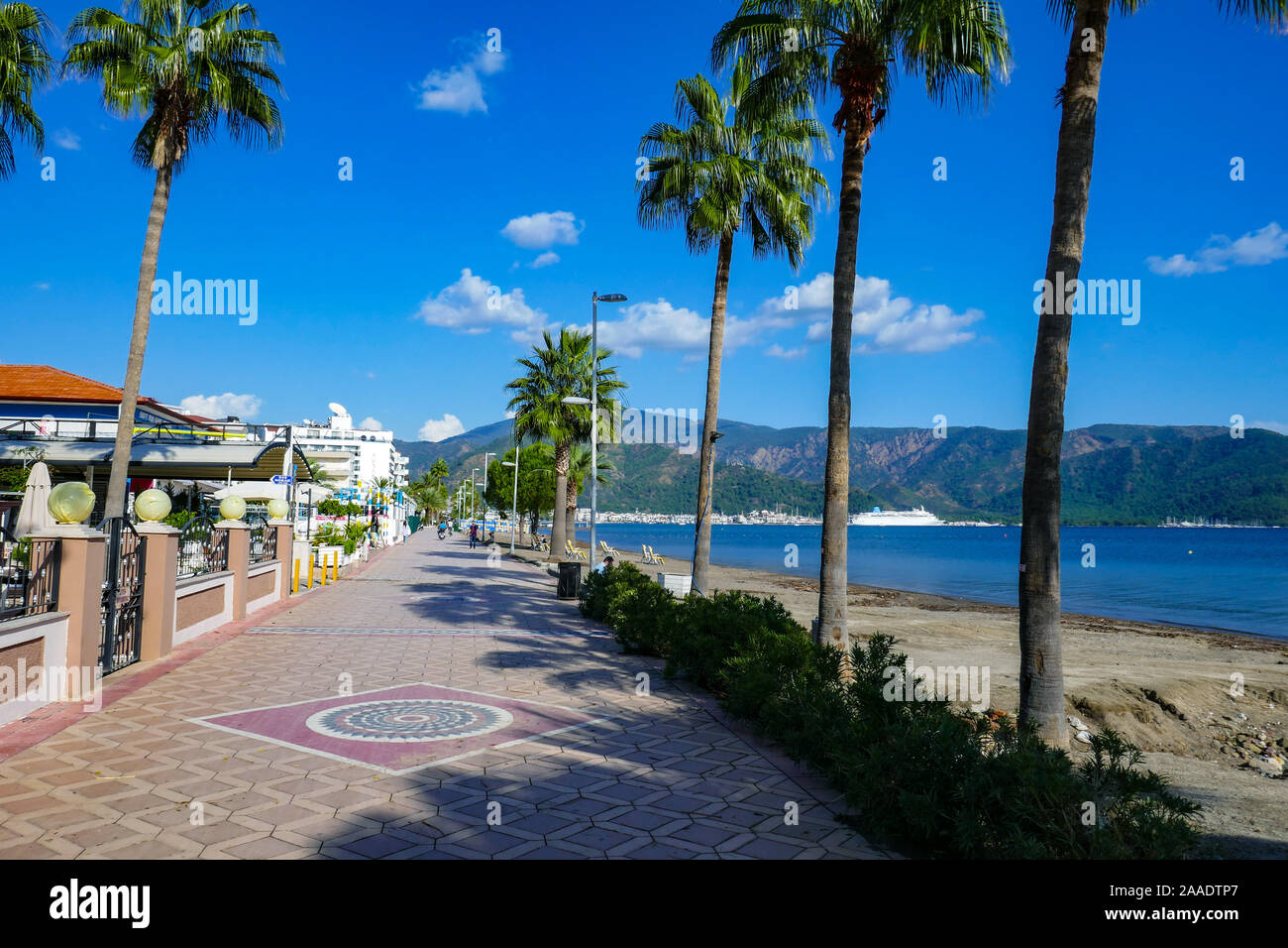 Beaches at Autumn in Marmaris holiday resort, Mugla, Turkey ...