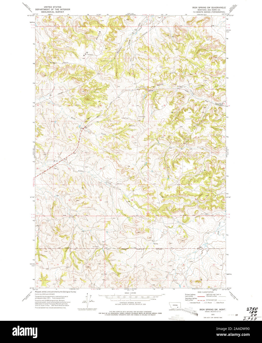 USGS TOPO Map Montana MT Iron Spring SW 264629 1972 24000 Restoration ...