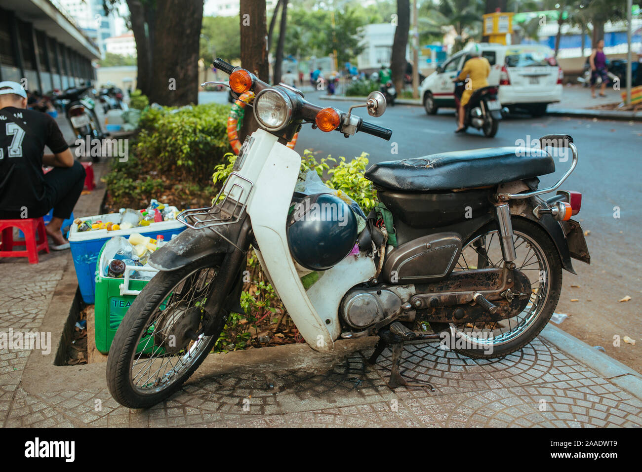 Motorbike, scooter, traditional two wheels transport in Asia Stock ...