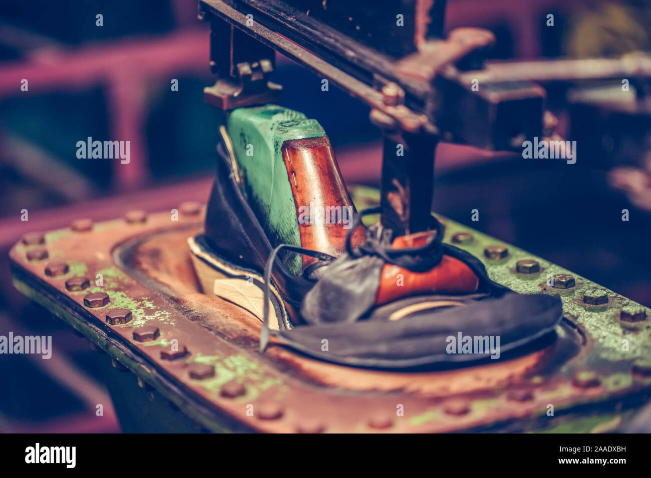 Process of making leather shoes, in the handmade footwear industry ...