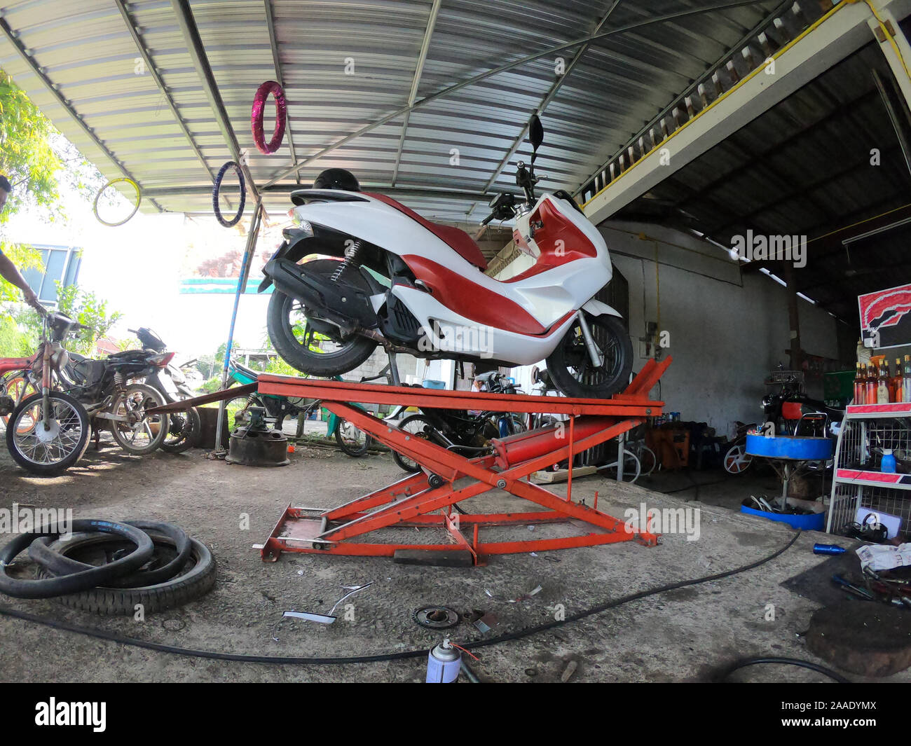 Motorbike, scooter, traditional two wheels transport in Asia Stock ...