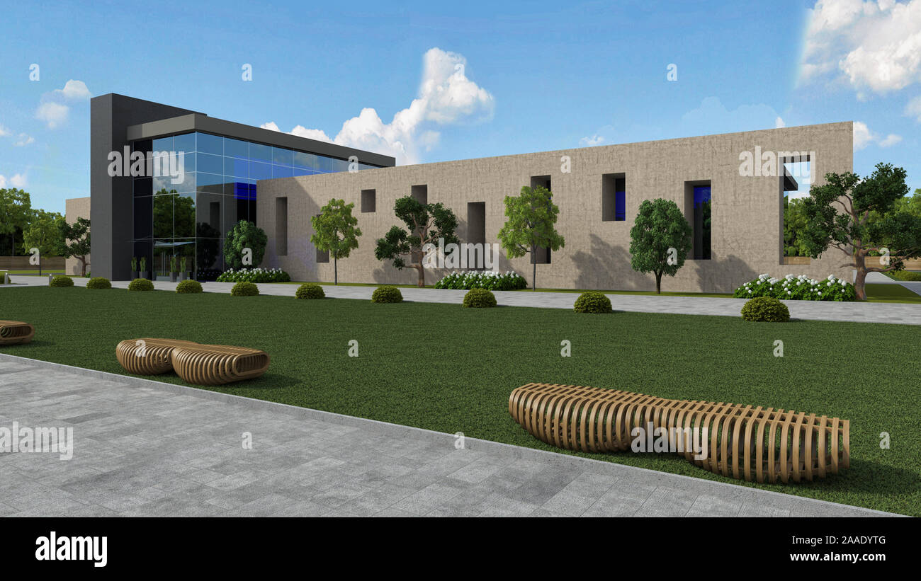 nice office building and grass Stock Photo - Alamy