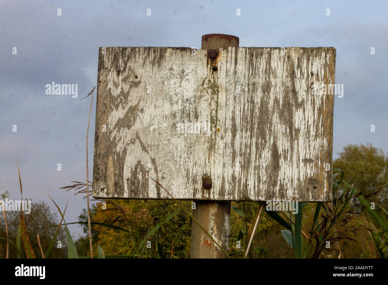 Blank and empty worn wooden sign for your message Stock Photo - Alamy