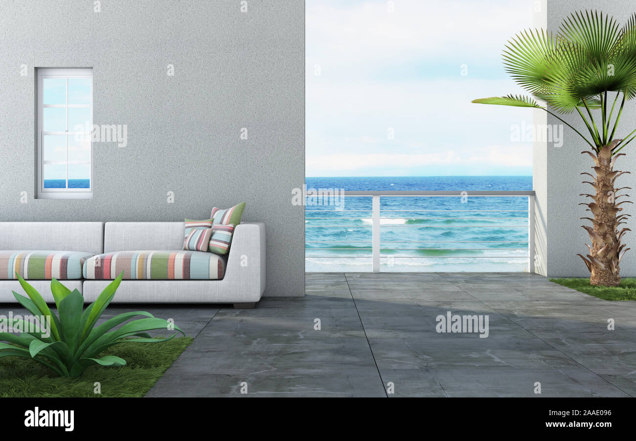 Open Terrace Of Contemporary Building Stock Photo - Alamy