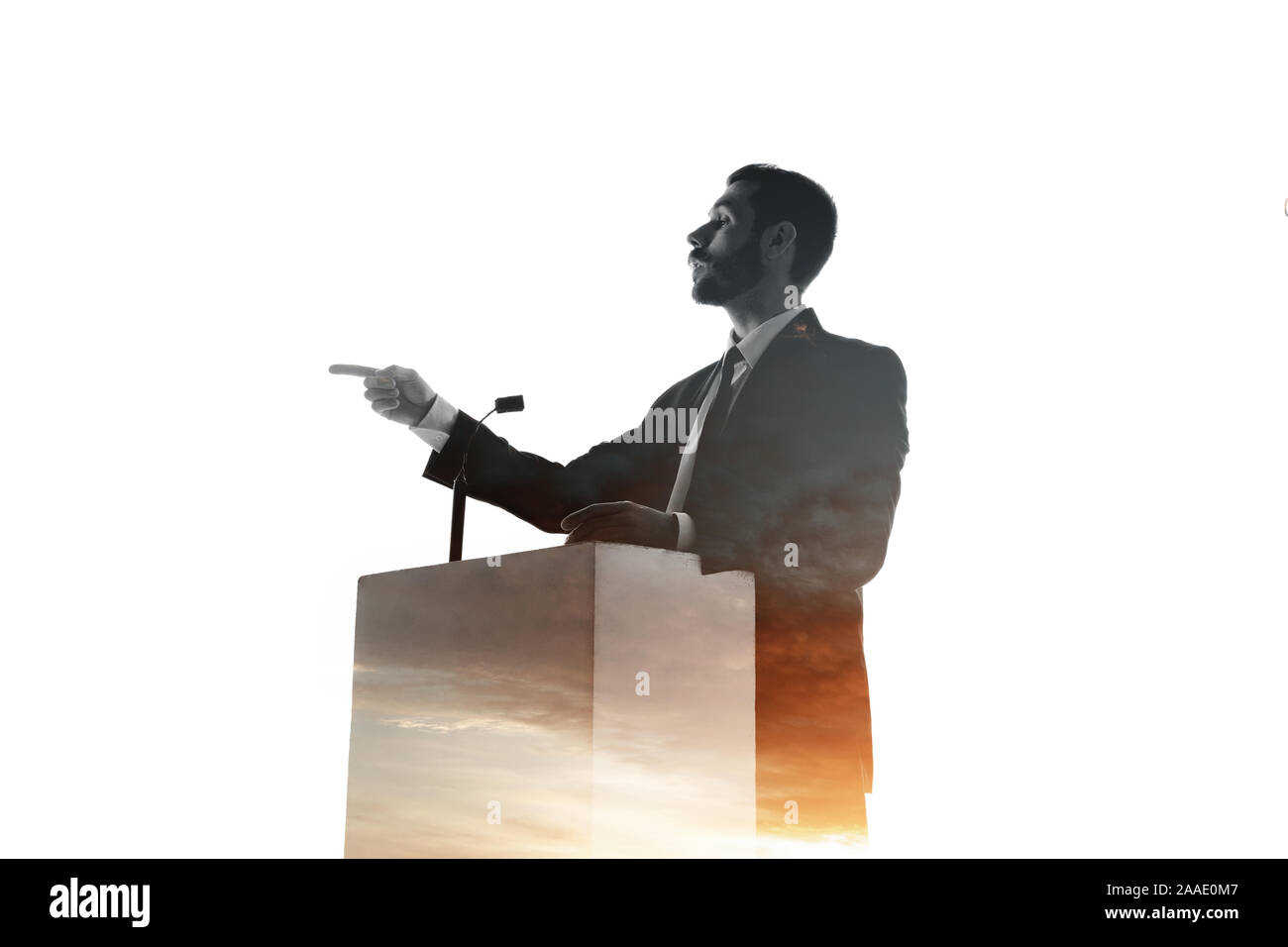 Proud. Speaker, coach or chairman during politician speech isolated on ...