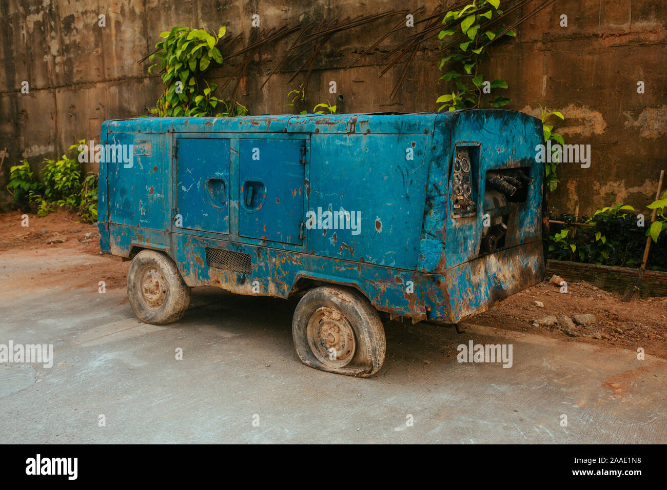Old Electric Transformer on wheels in Asia Stock Photo - Alamy