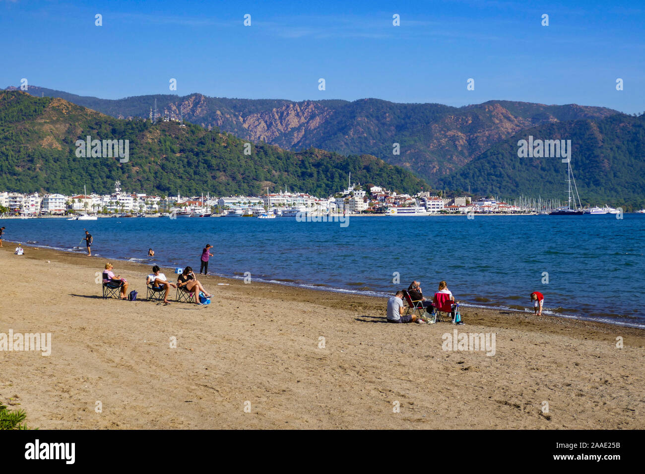 Beaches at Autumn in Marmaris holiday resort, Mugla, Turkey ...