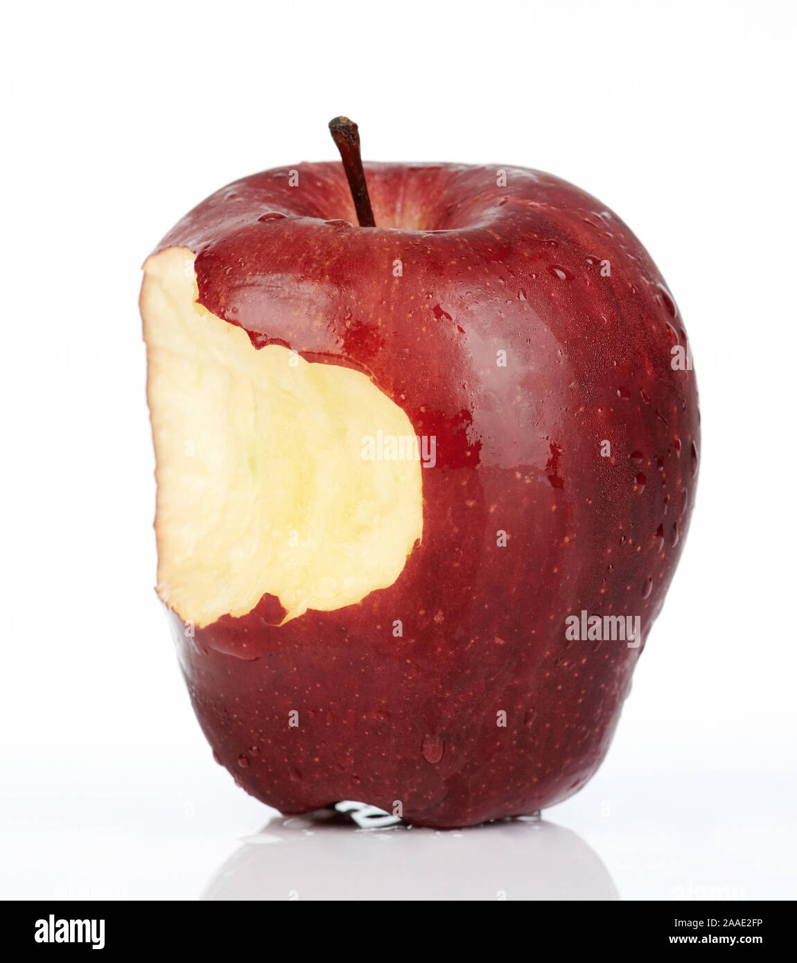One bite on red apple isolated on white background Stock Photo - Alamy