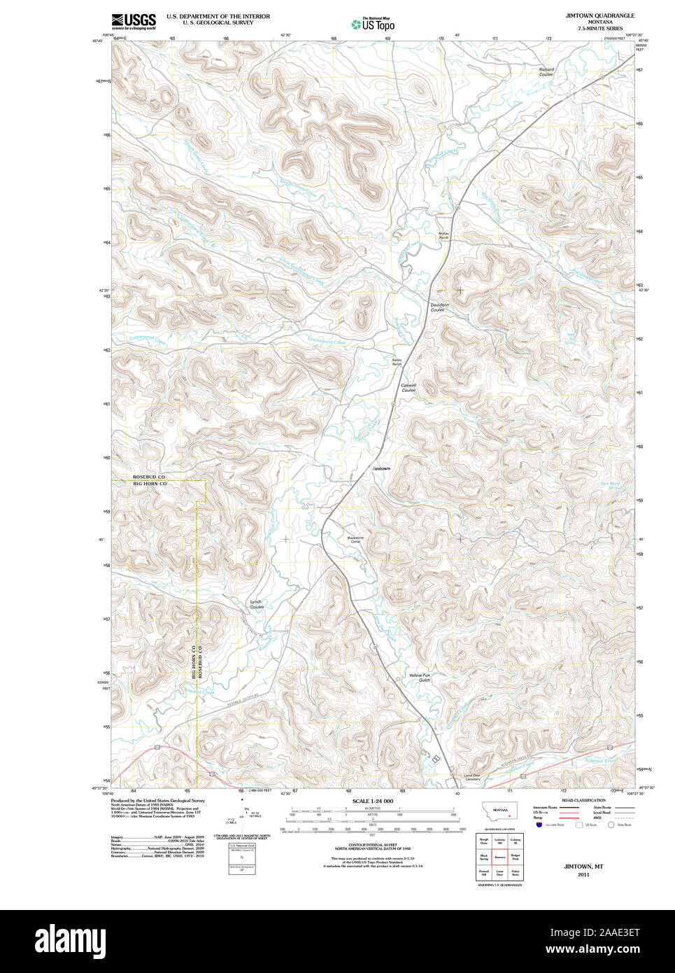 USGS TOPO Map Montana MT Jimtown 20110523 TM Restoration Stock Photo ...