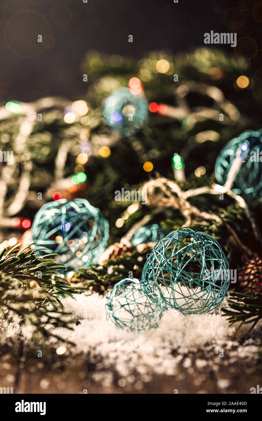 Festive background with wooden christmas tree Stock Photo - Alamy