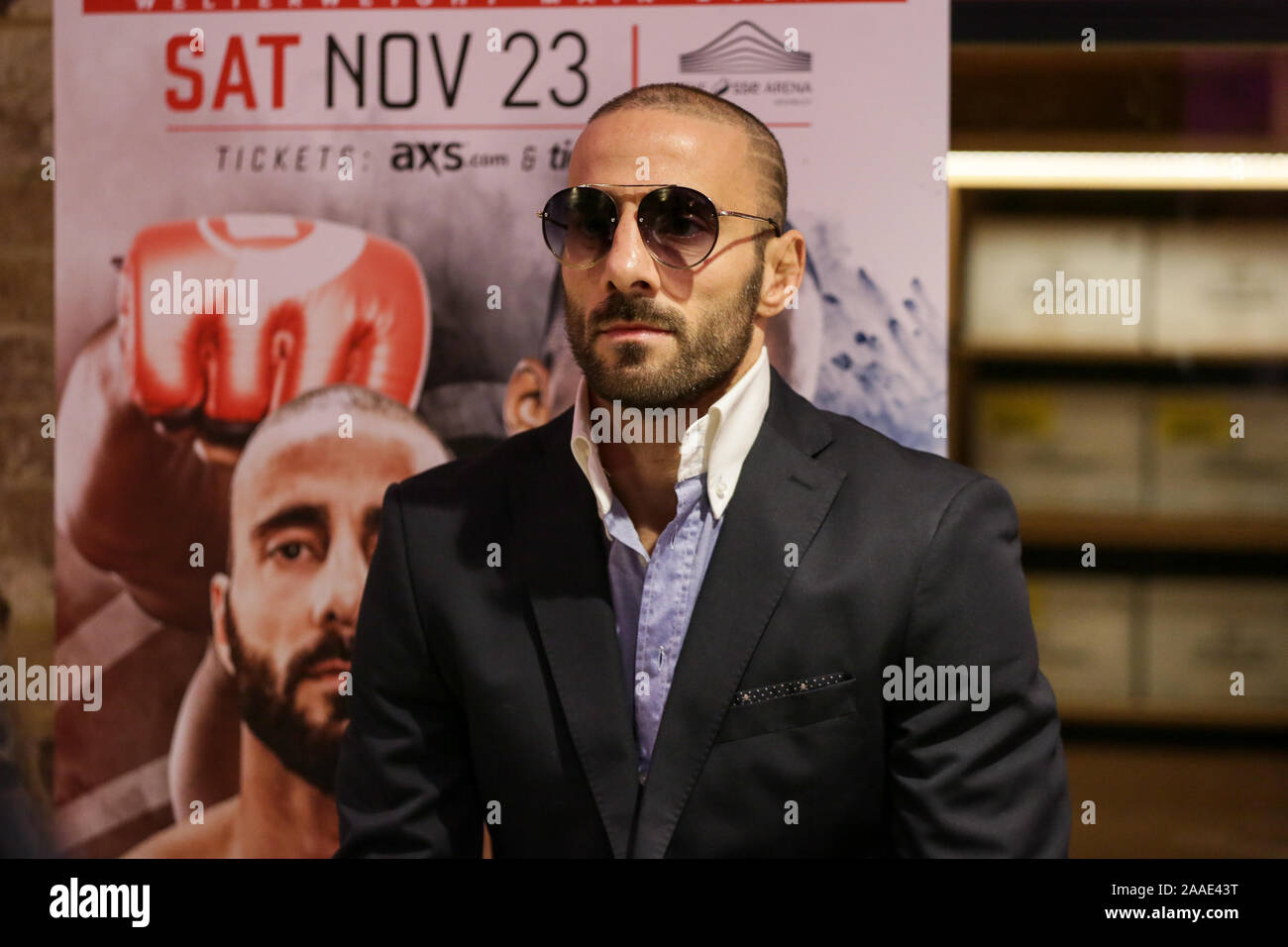 London, UK. 21st Nov, 2019. Welterweight, Giovanni Melillo takes ...