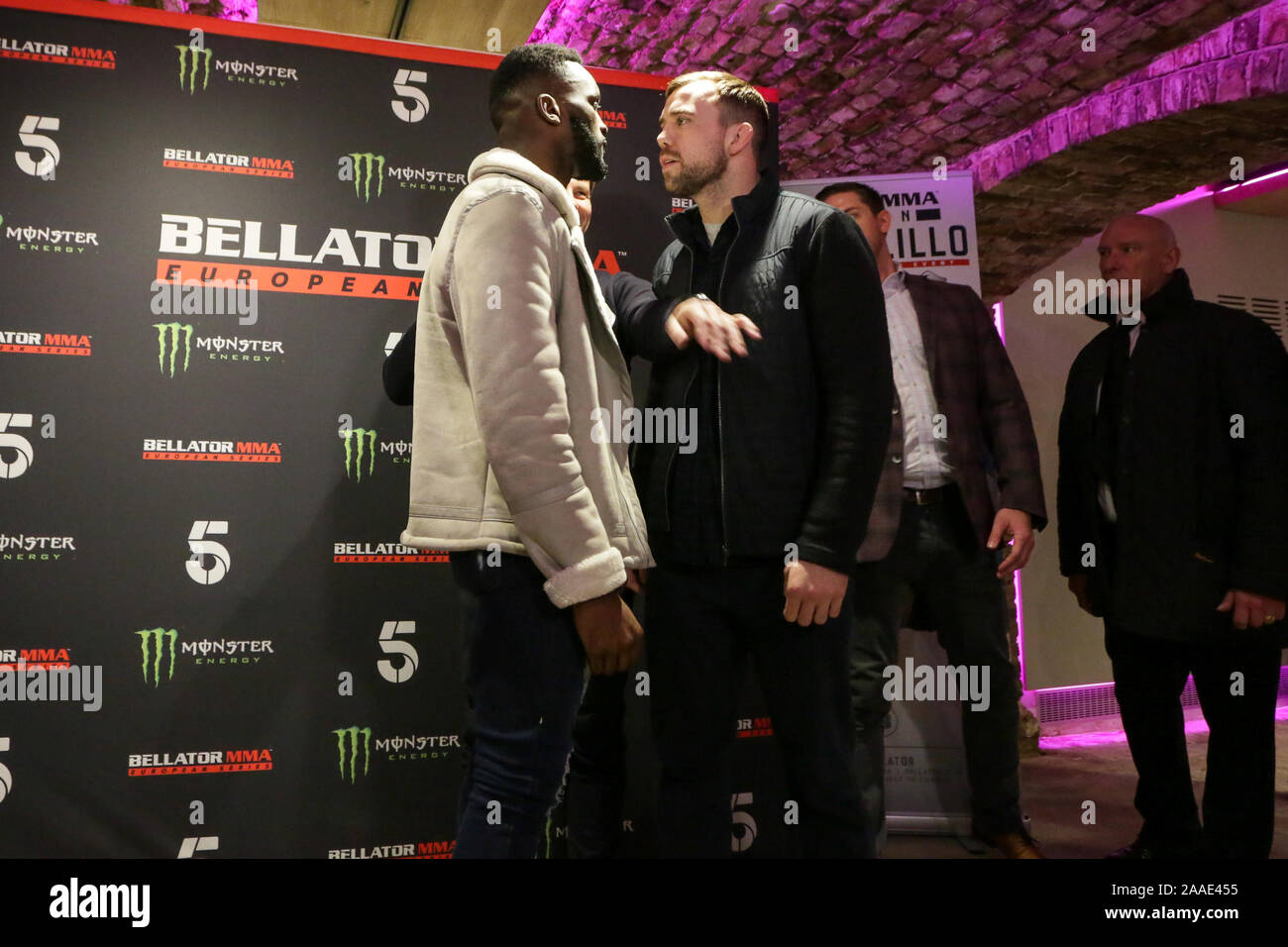 London, UK. 21st Nov, 2019. Middleweight, Fabian Edwards, and ...