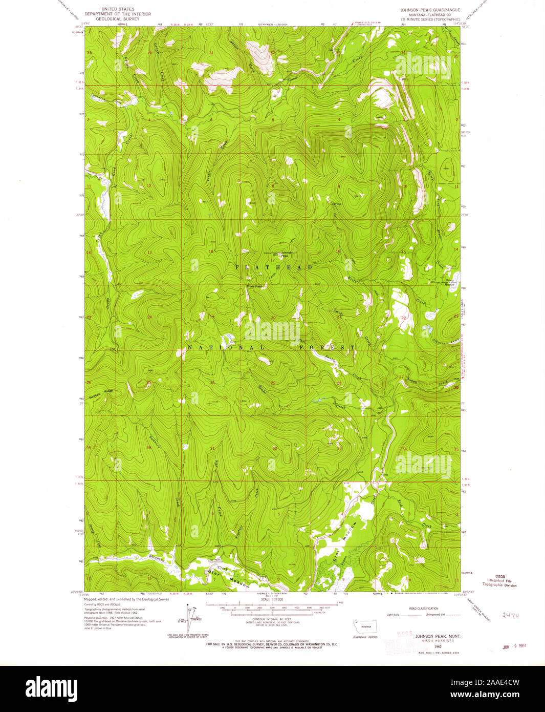 USGS TOPO Map Montana MT Johnson Peak 264695 1962 24000 Restoration ...