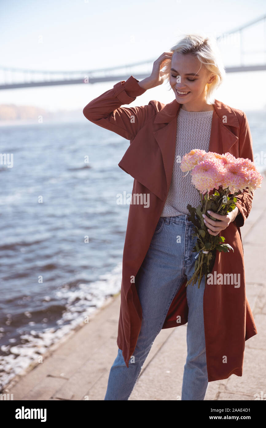 Pretty lady being happy on her birthday Stock Photo - Alamy