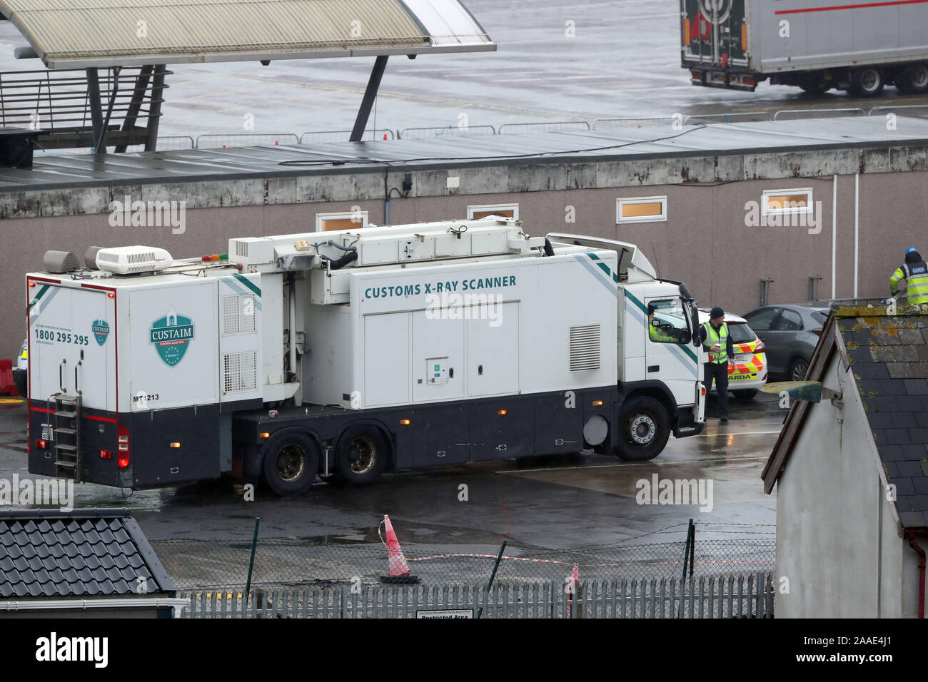 A customs X-ray scanner vehicle at Rosslare Europort in Co Wexford ...