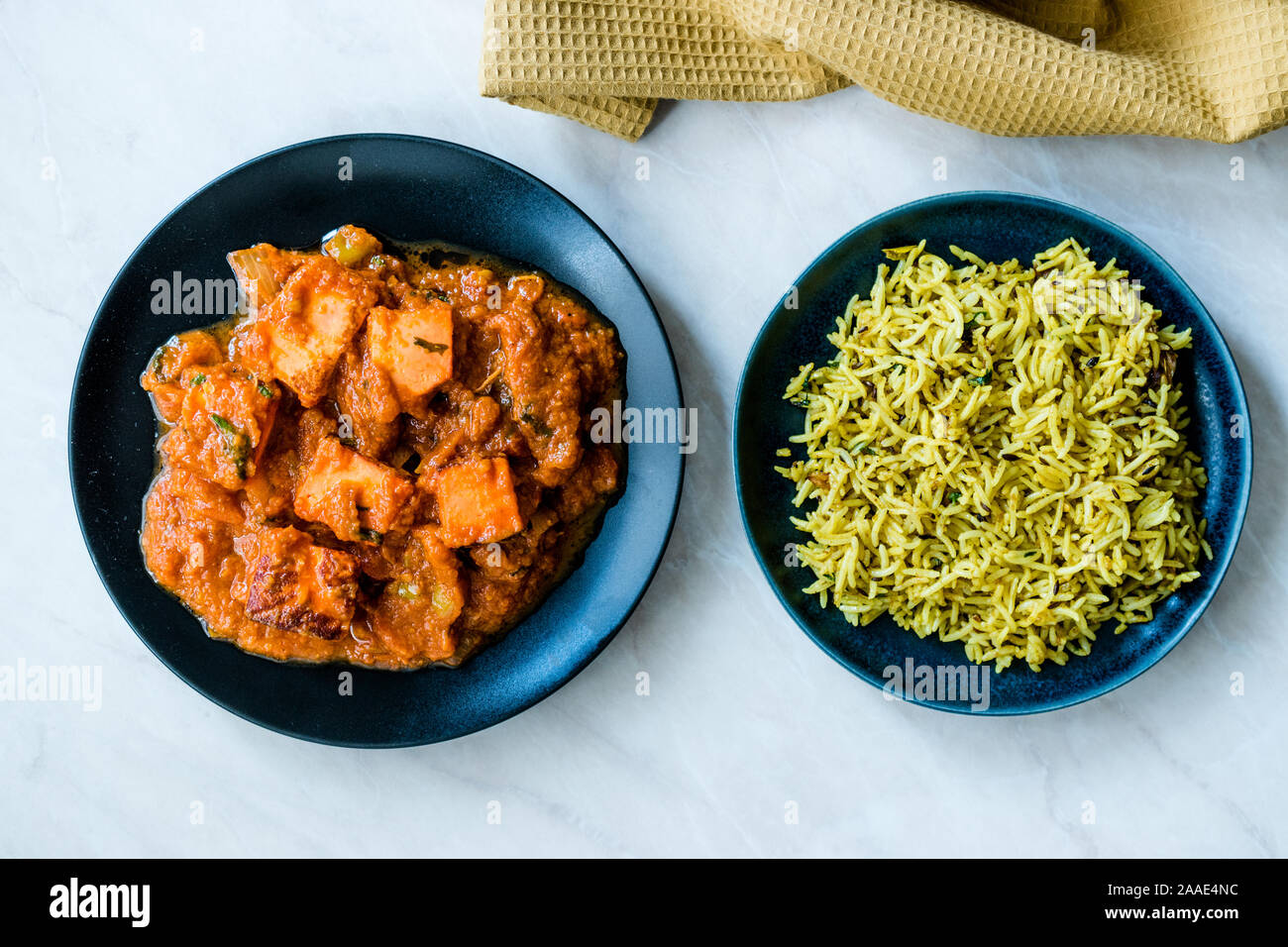Indian Food Paneer Butter Tikka Masala / Cheese Cottage Curry and Jeera ...