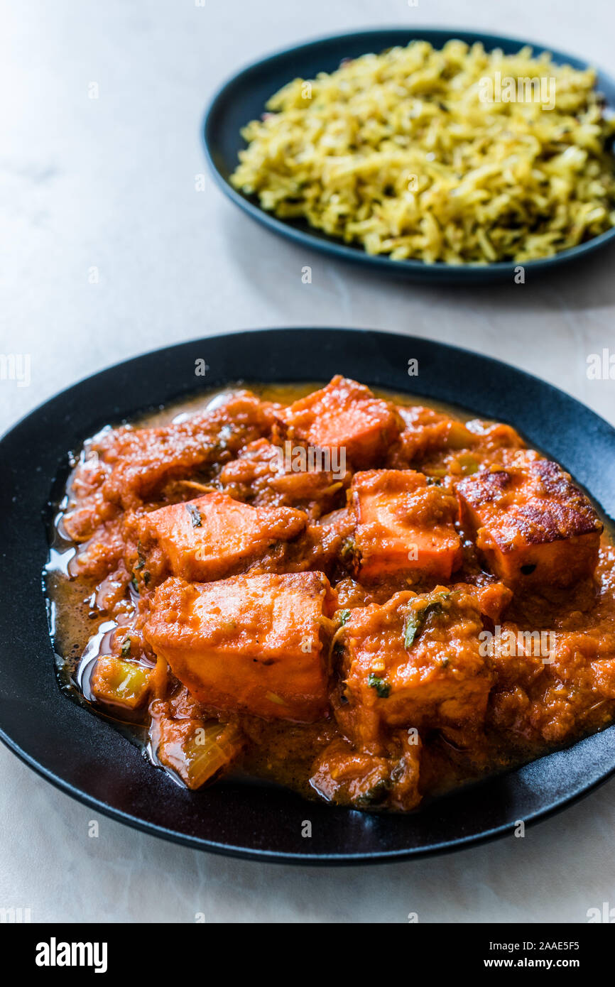 Indian Food Paneer Butter Tikka Masala / Cheese Cottage Curry and Jeera ...
