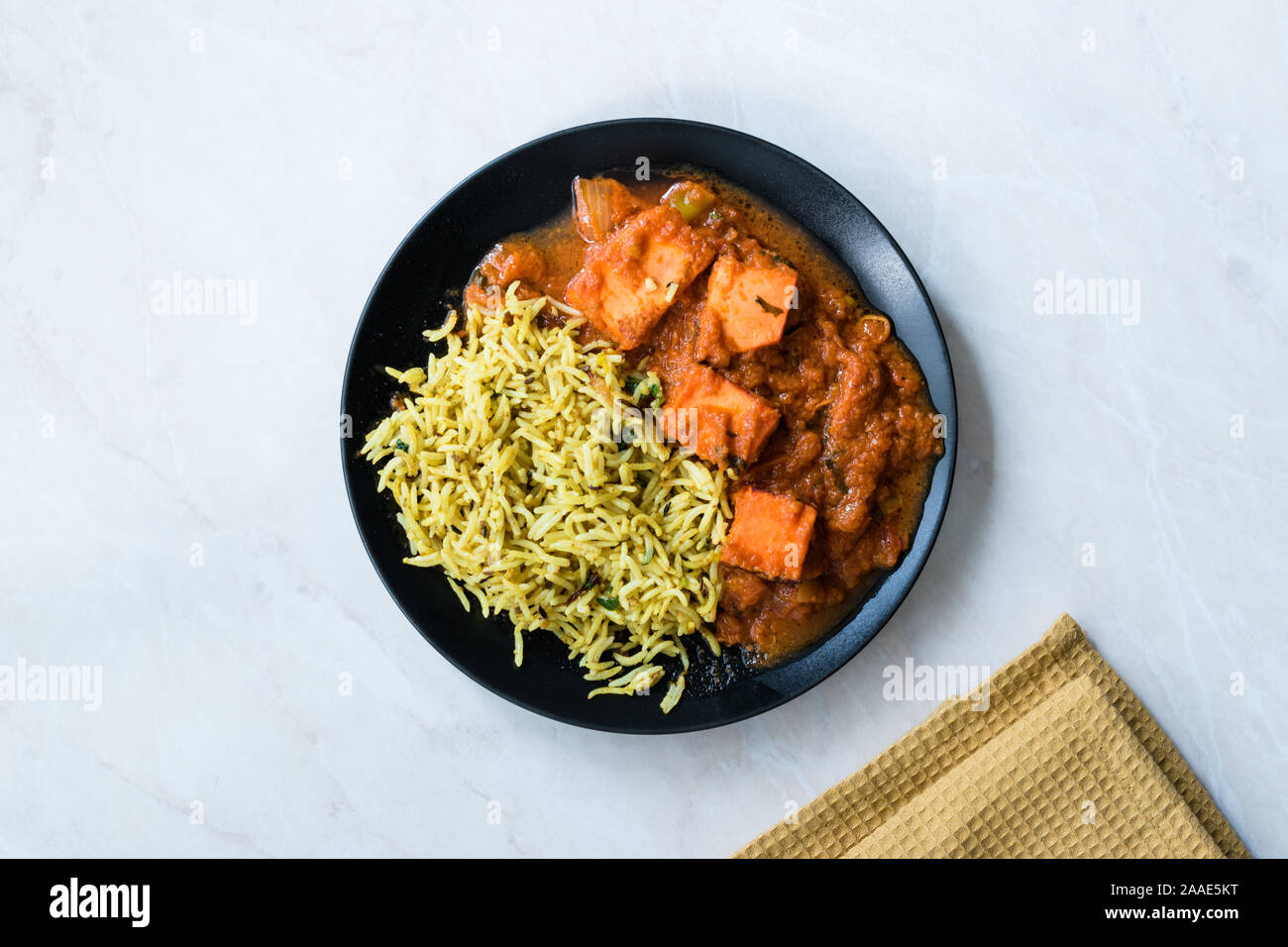 Indian Food Paneer Butter Tikka Masala / Cheese Cottage Curry and Jeera ...