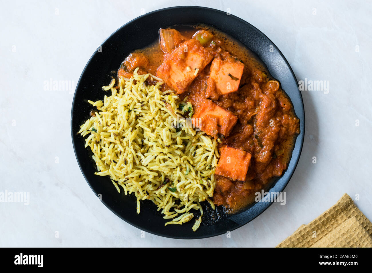 Indian Food Paneer Butter Tikka Masala / Cheese Cottage Curry and Jeera ...