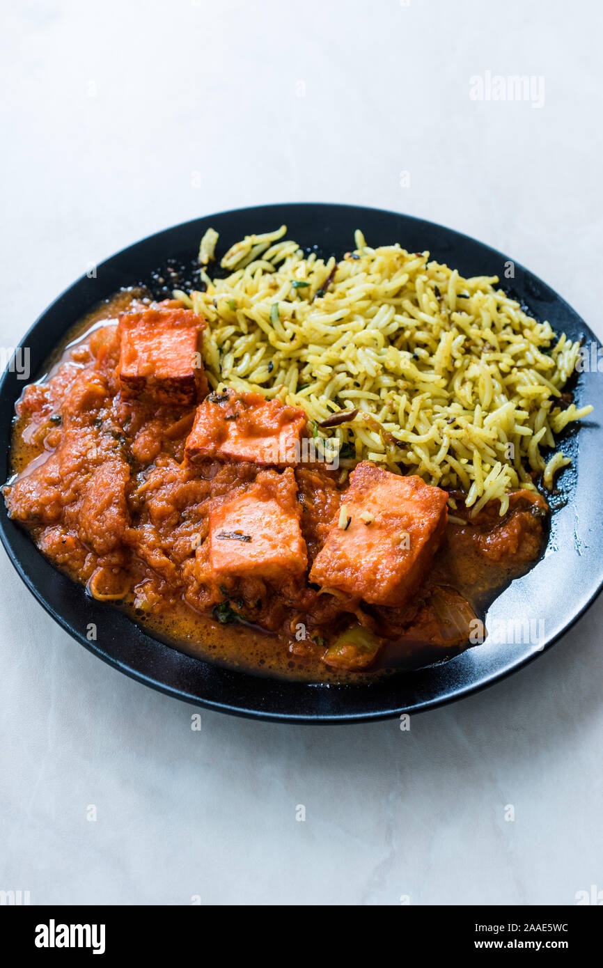Indian Food Paneer Butter Tikka Masala / Cheese Cottage Curry and Jeera ...
