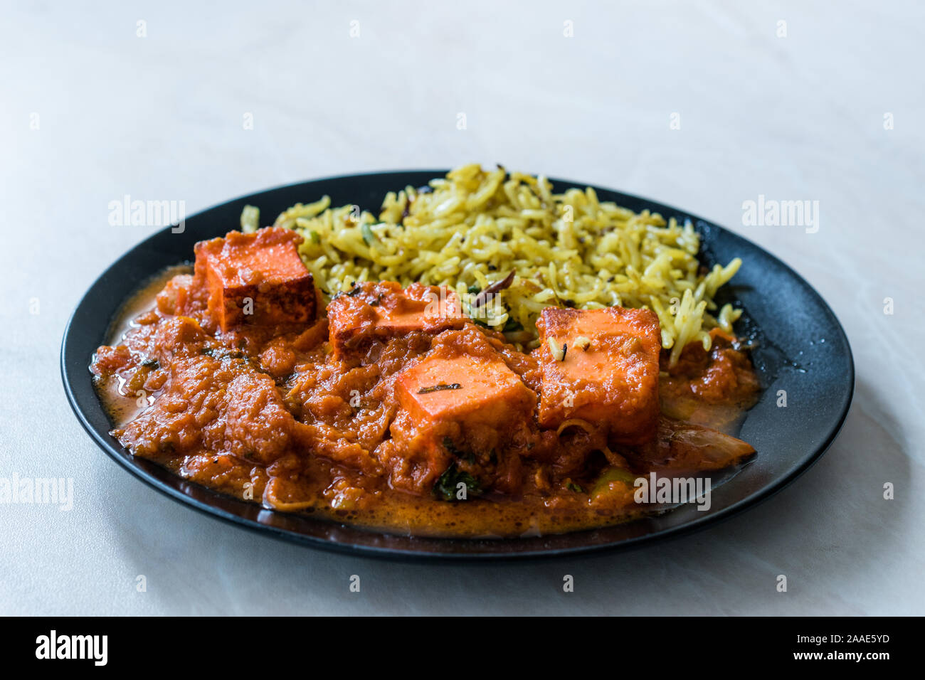 Indian Food Paneer Butter Tikka Masala / Cheese Cottage Curry and Jeera ...