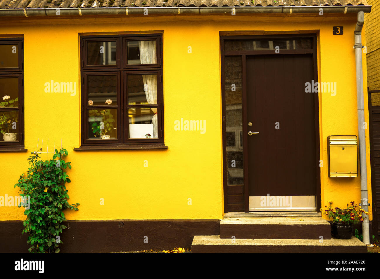 Colorful house on the island of Denmark with beautiful entrance Stock ...