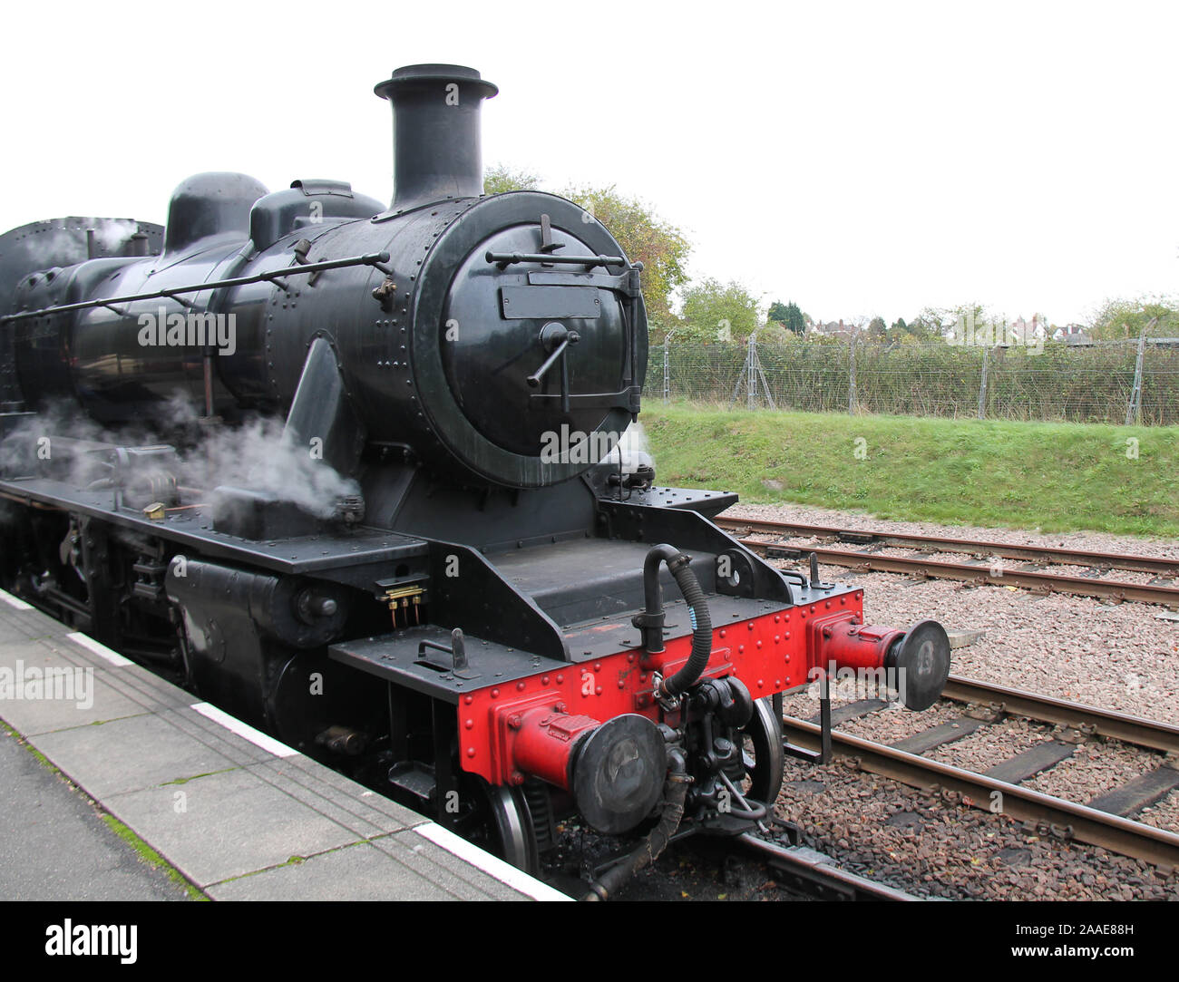 A Powerful Vintage Black Steam Train Engine Stock Photo - Alamy