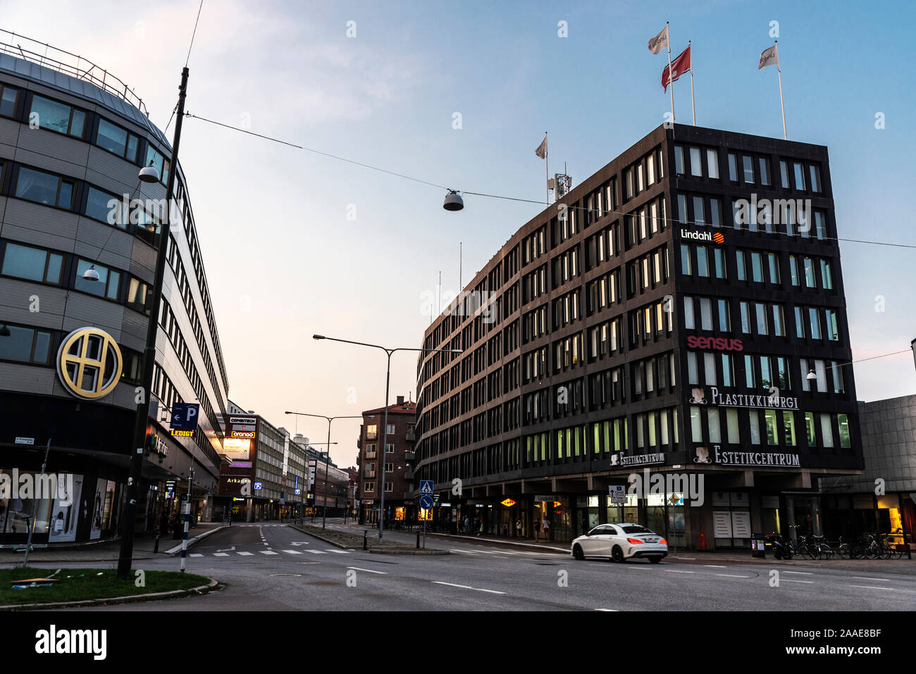 Malmo, Sweden - August 28, 2019: Street and the shopping mall called ...