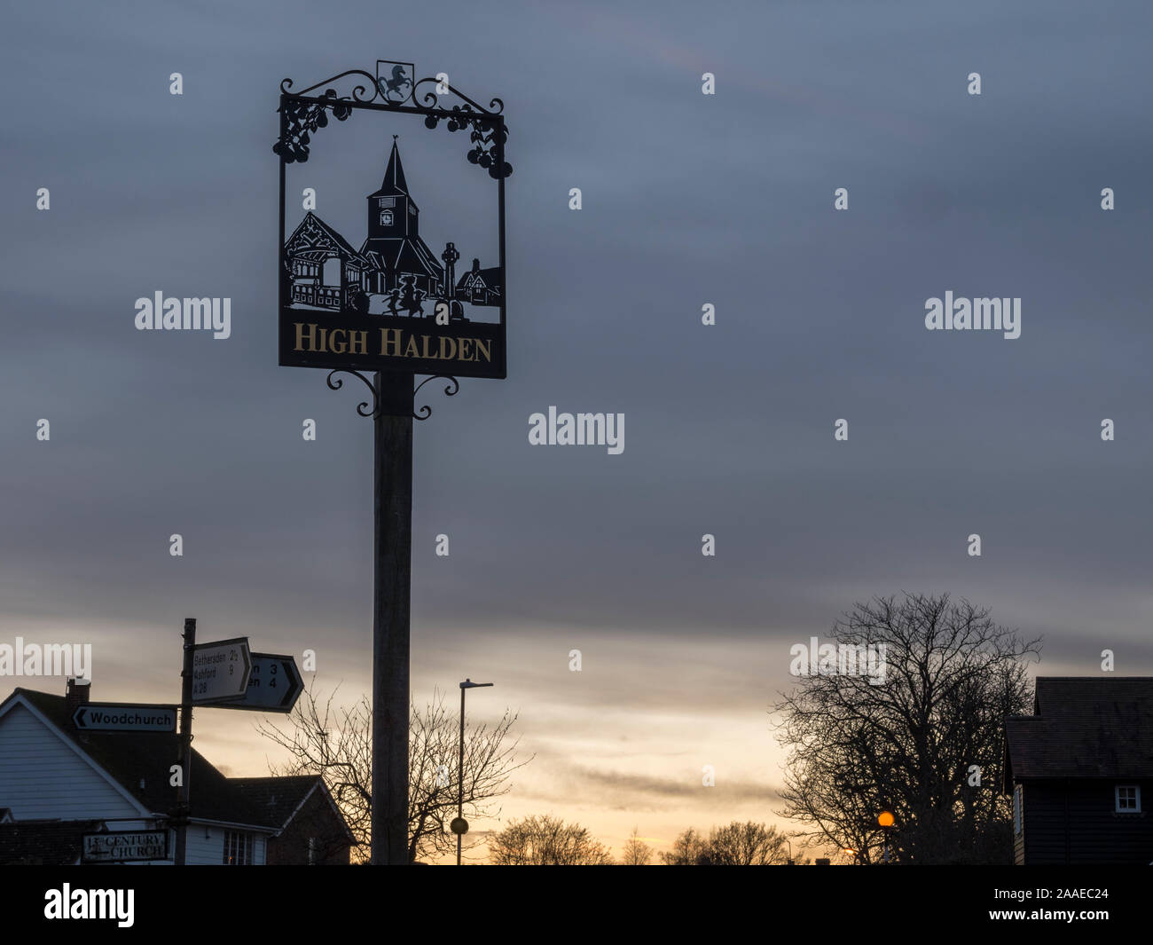 Village sign in High Halden, Kent Stock Photo - Alamy
