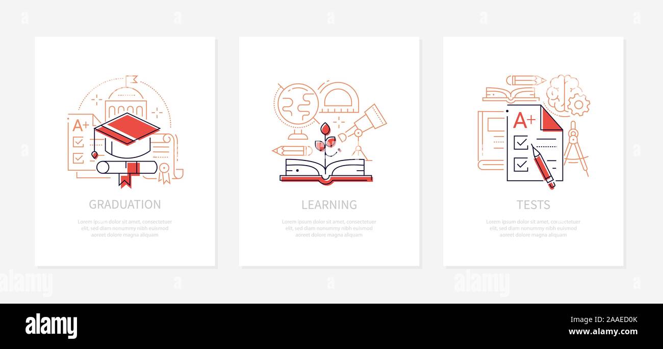 Education - vector line design style banners set Stock Vector Image ...
