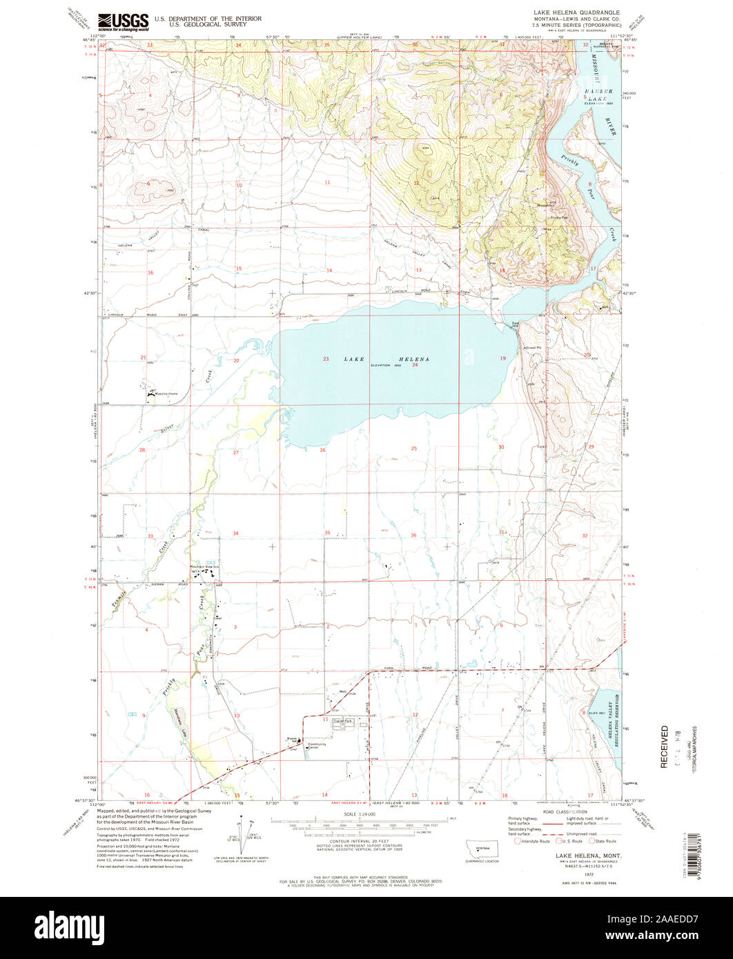 USGS TOPO Map Montana MT Lake Helena 264856 1972 24000 Restoration ...