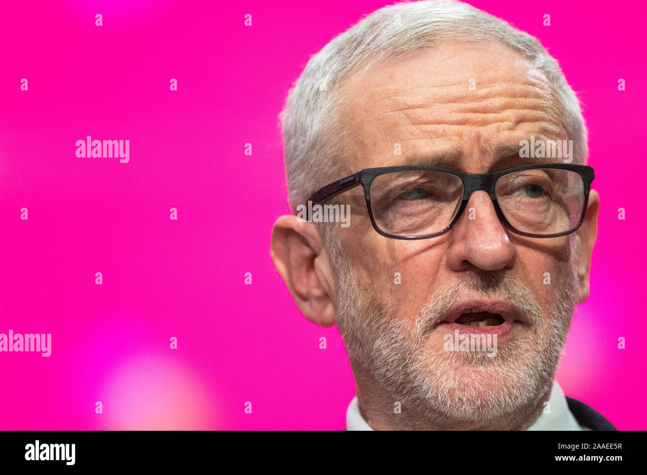 Birmingham, UK. 21st Nov, 2019. Labour leader Jeremy Corbyn launches ...