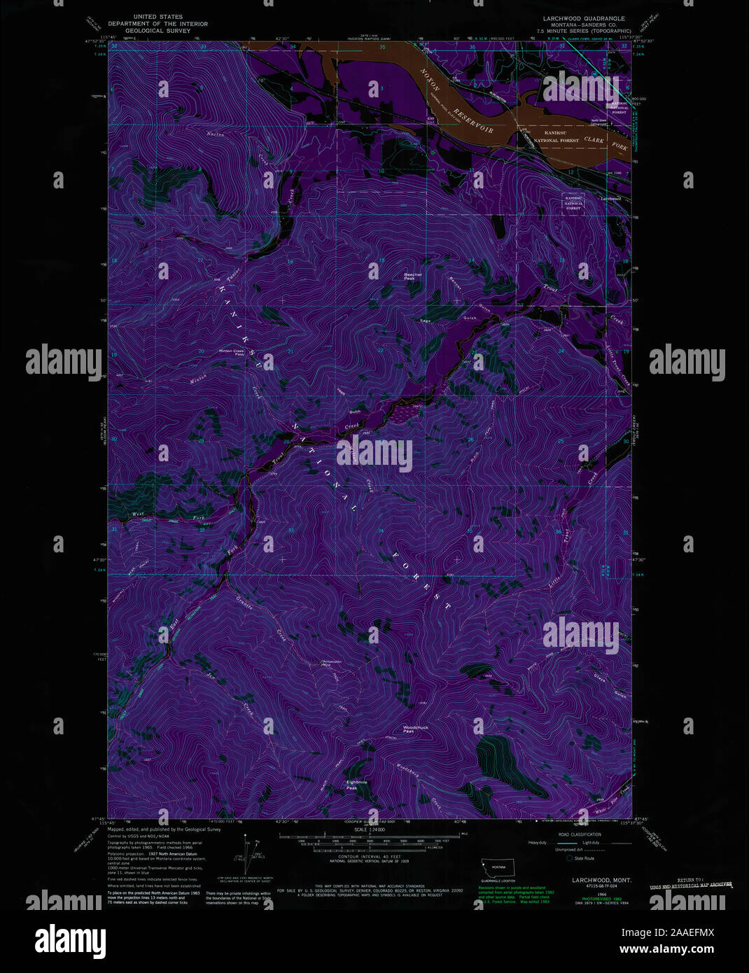 USGS TOPO Map Montana MT Larchwood 264911 1966 24000 Inverted ...