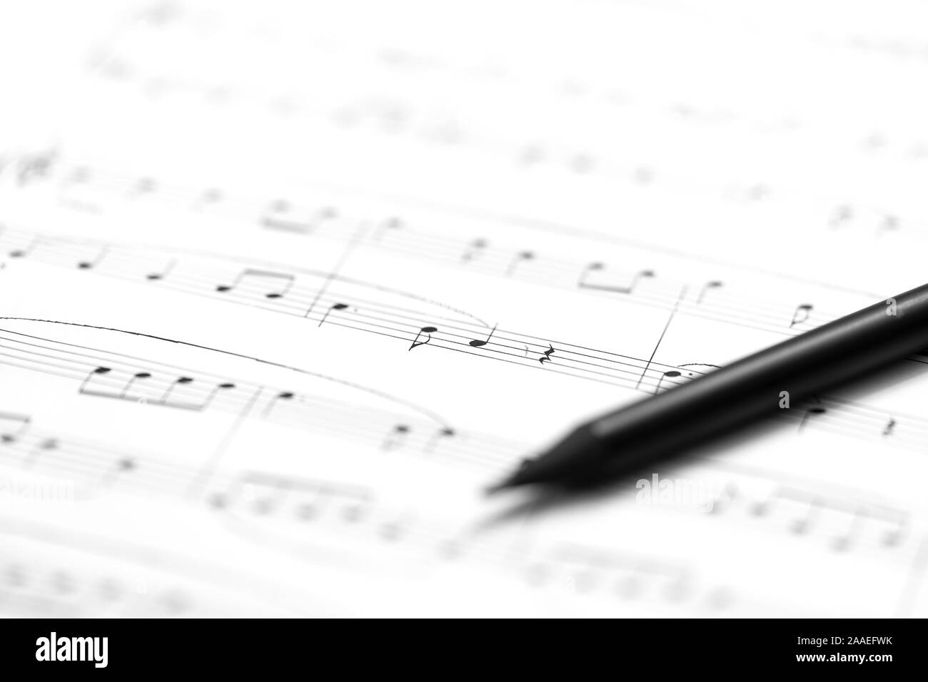 Pen And Music Sheet - Musical Background Stock Photo - Alamy