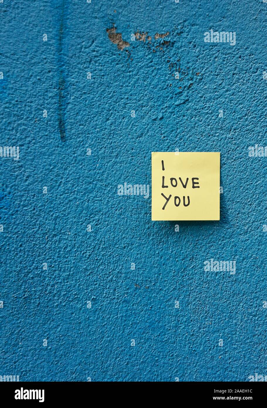 i love you message written on paper, romantic statement Stock Photo - Alamy