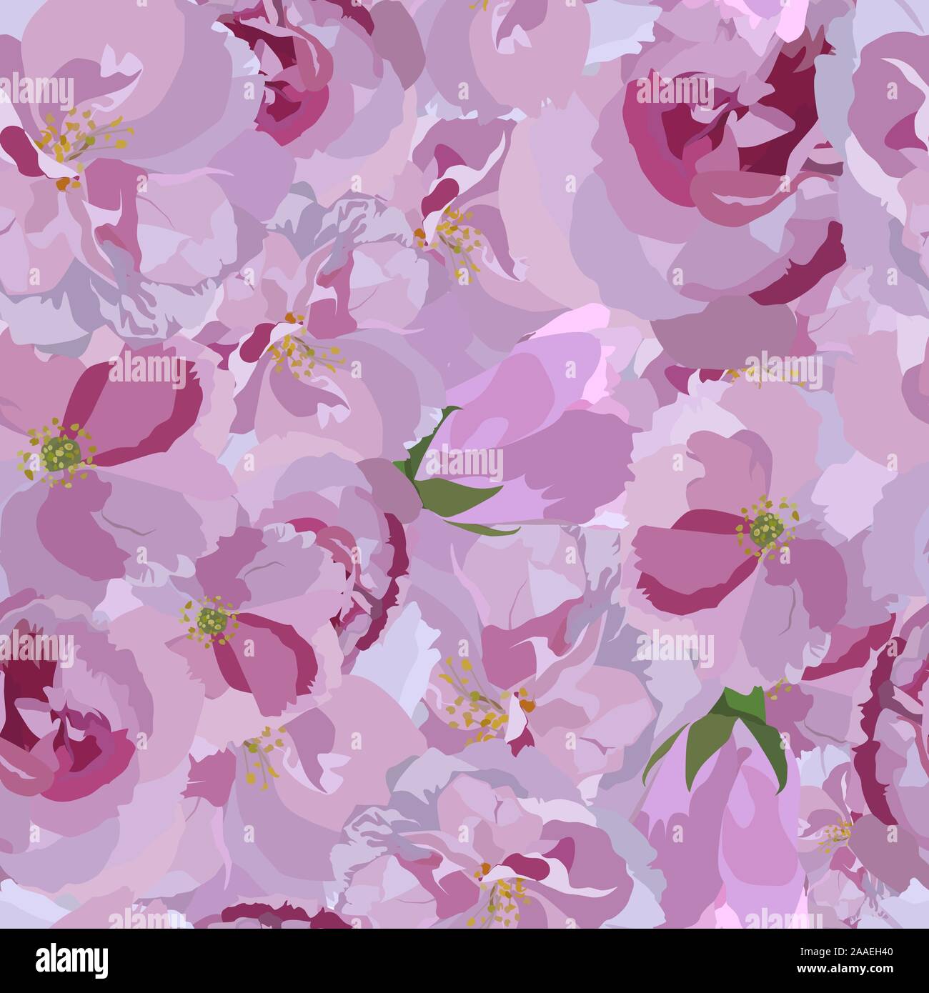 Vector seamless pattern with japanese sakura blossom Stock Vector Image ...