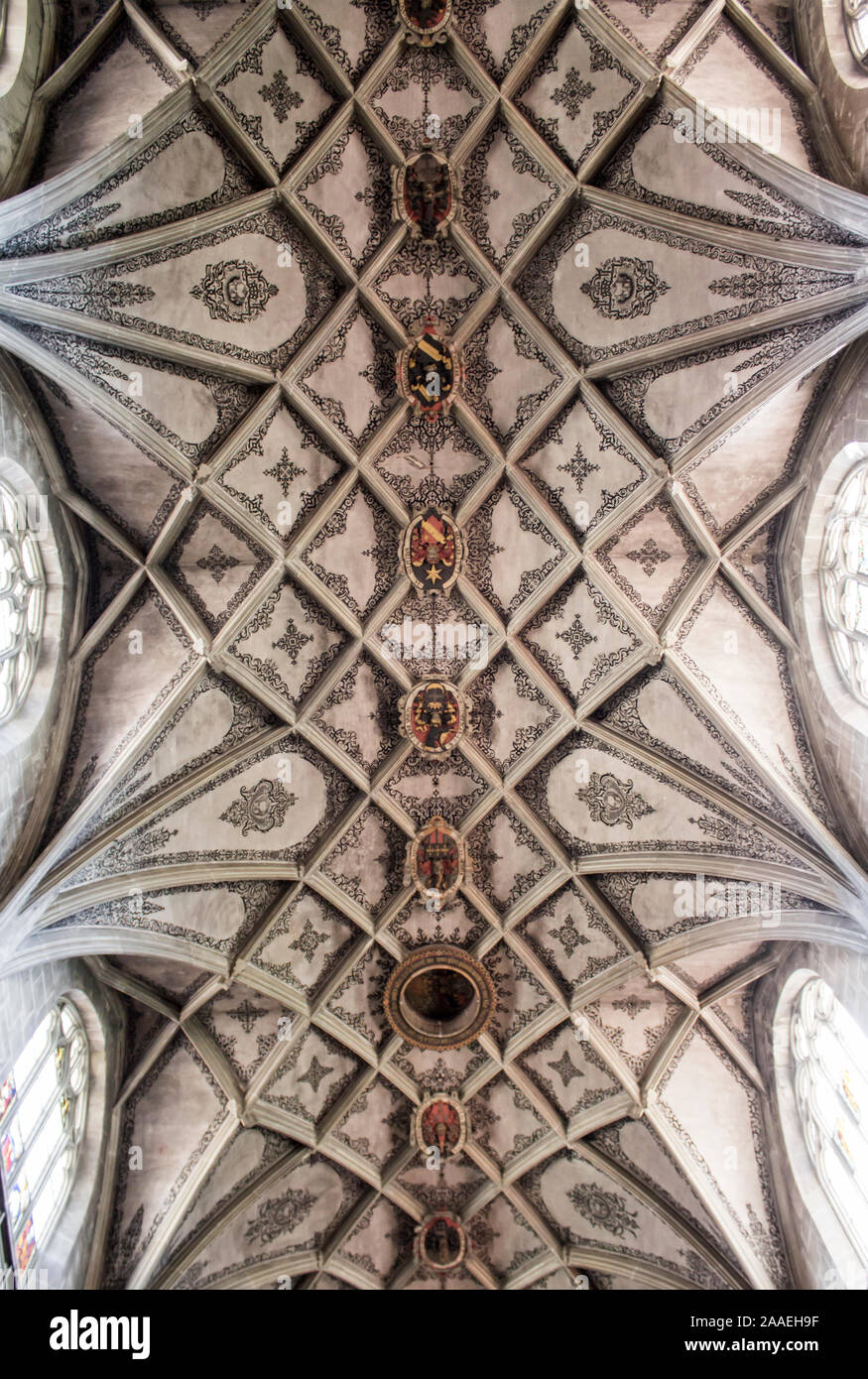 Central nave of the Berne Cathedral. Interior of the Berne Cathedral ...